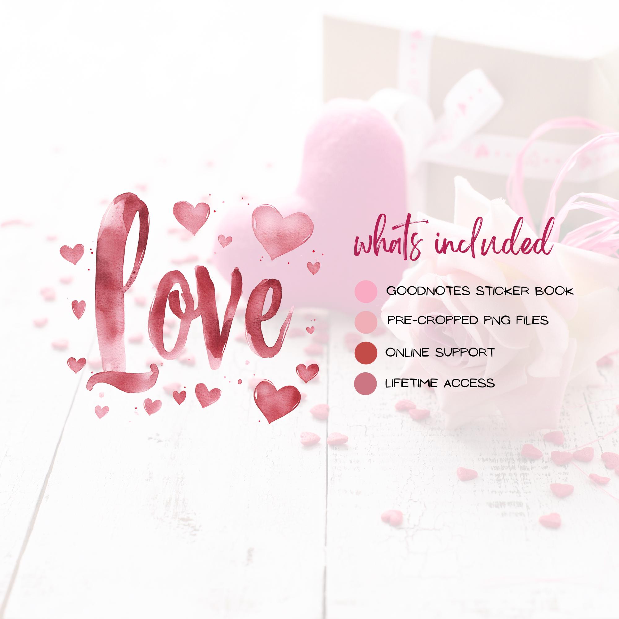 Pink Valentine Goodnotes Stickers, Love Digital Planner Stickers (PNG ...