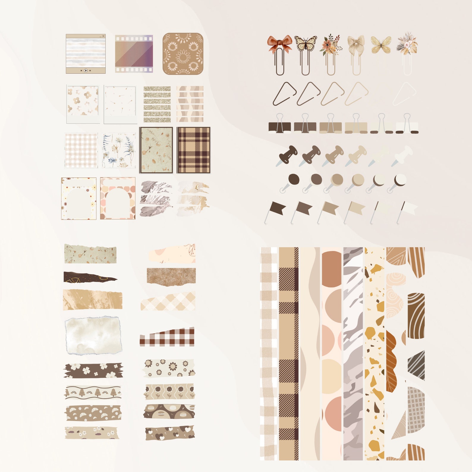Brown and Beige AESTHETIC GOODNOTES STICKERS, Digital Stickers, Brown ...