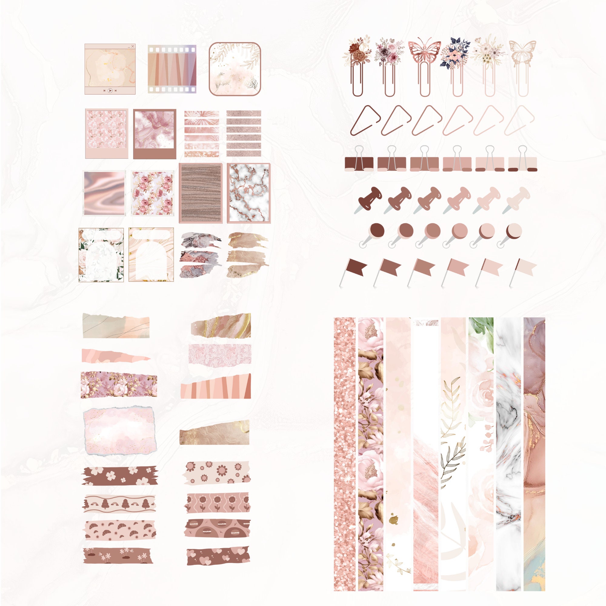 Rose Gold Goodnotes Stickers, Digital Planner, Journaling (PNG & PDF ...