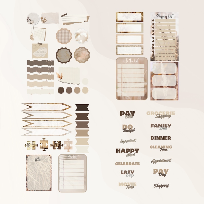 Brown and Beige AESTHETIC GOODNOTES STICKERS, Digital Stickers, Brown ...