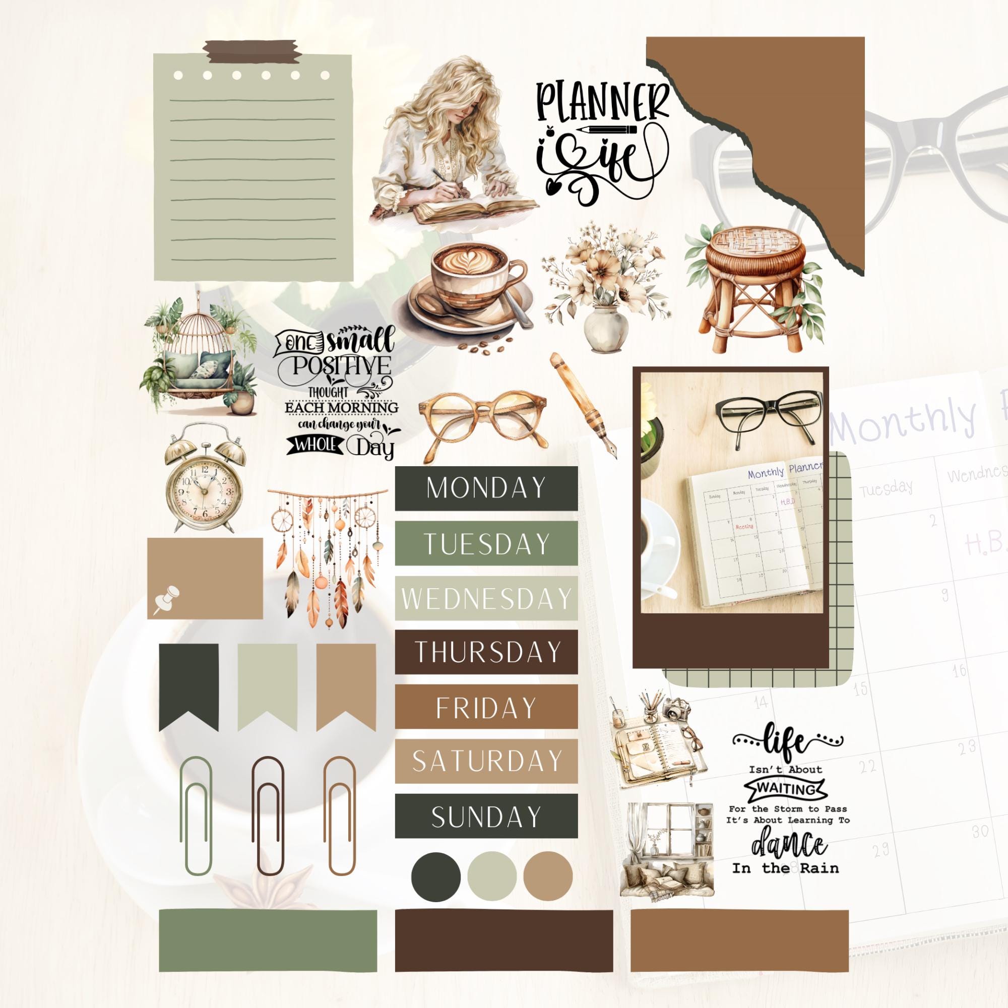 Boho Digital Planner Stickers, Goodnotes Stickers (PNG) - Etsy