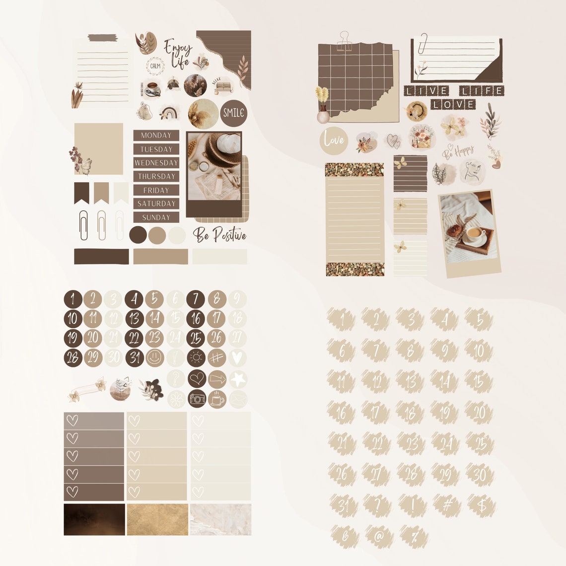Brown and Beige AESTHETIC GOODNOTES STICKERS, Digital Stickers, Brown ...