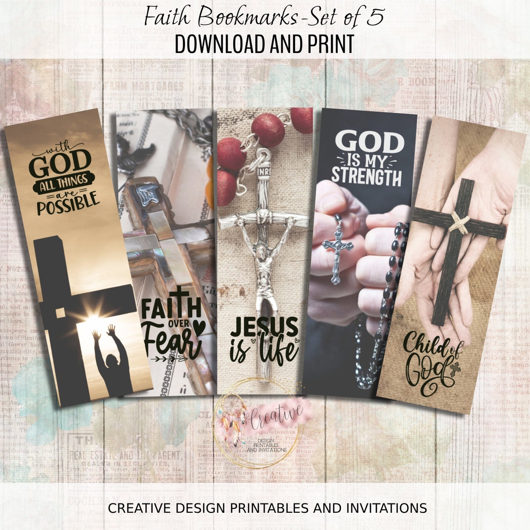 FAITH CHRISTIAN Printable BOOKMARKS Set of 5,instant Digital Download ...