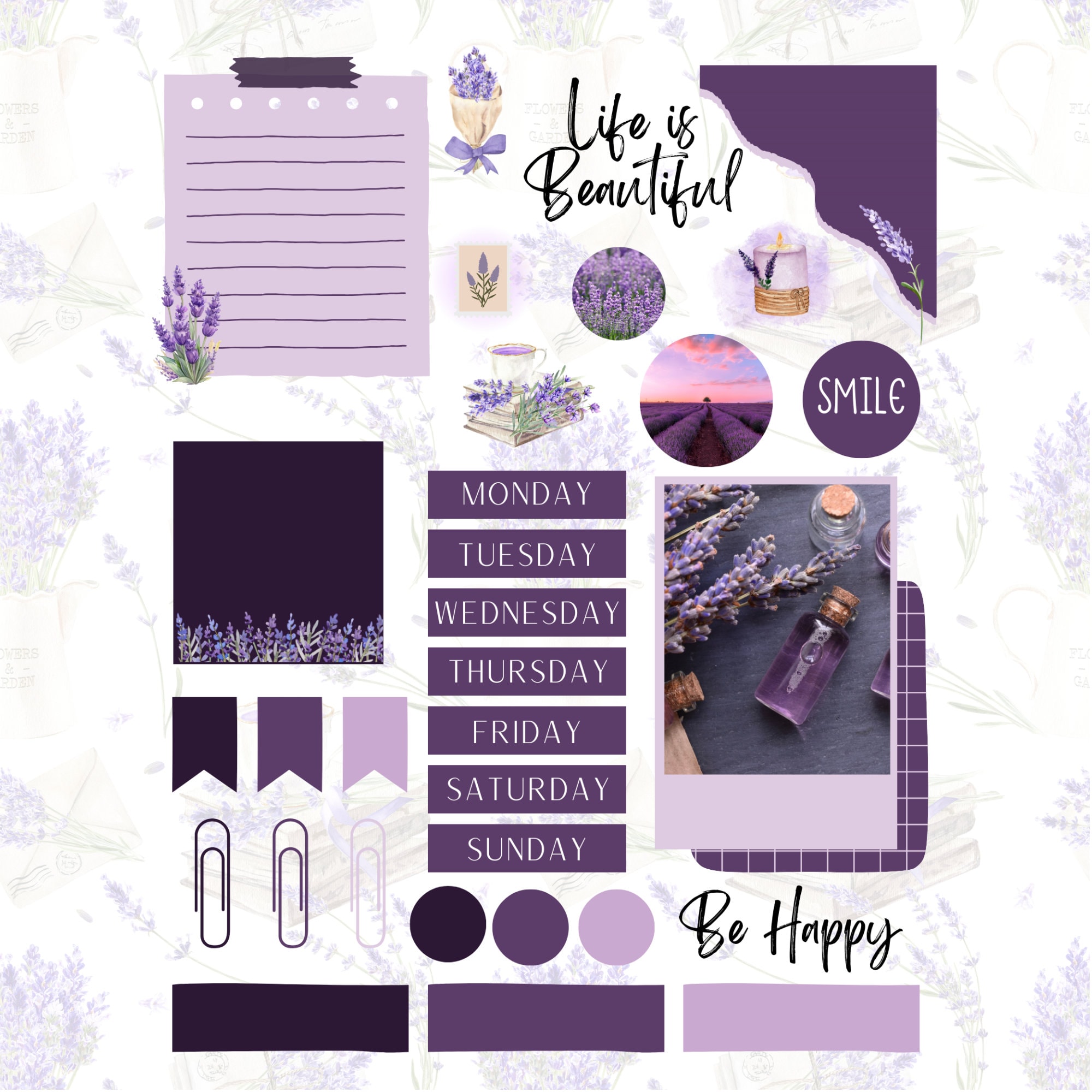 Lavender PURPLE GOODNOTES STICKERS, Lavender Digital Stickers, Purple ...