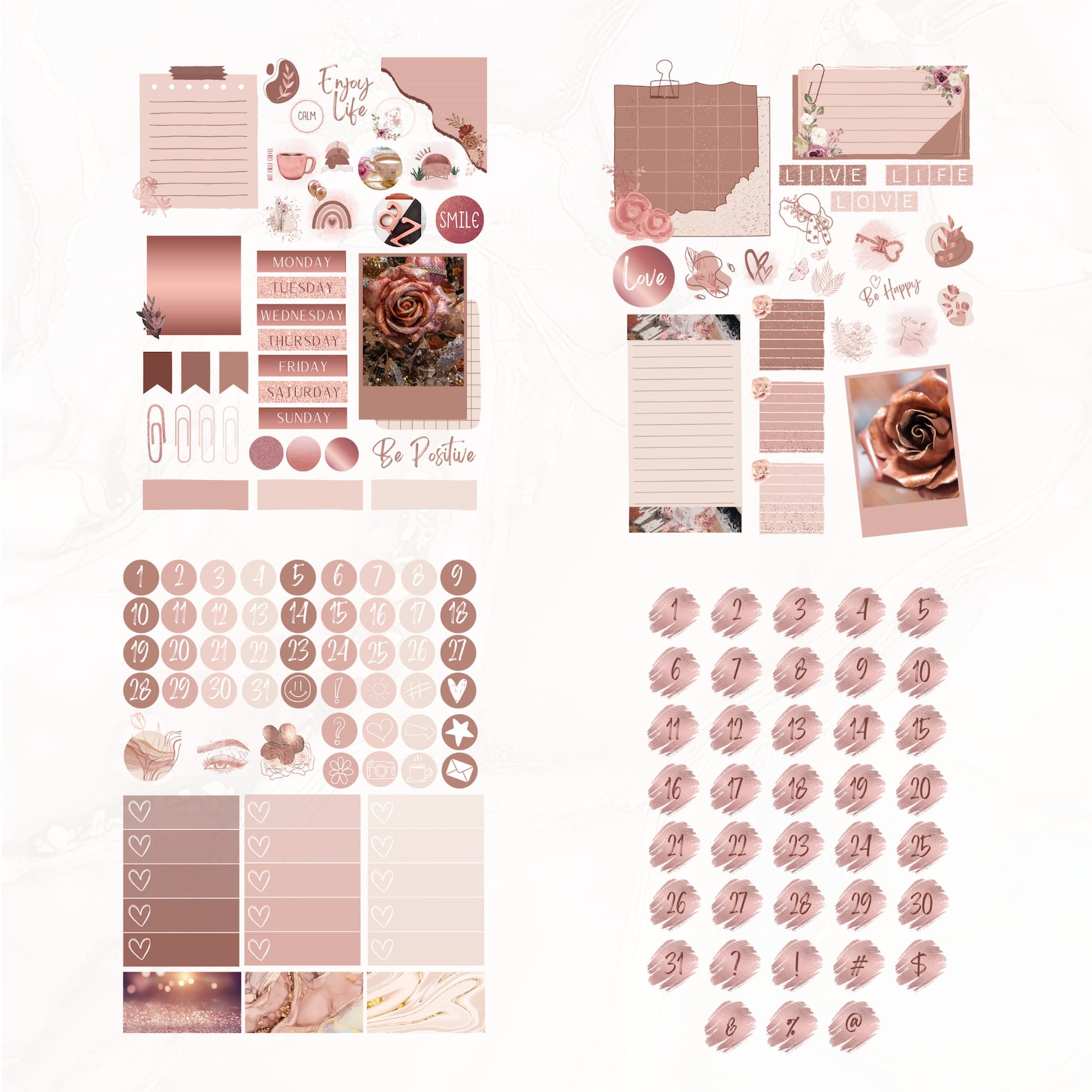 Rose Gold Goodnotes Stickers, Digital Planner, Journaling (PNG & PDF ...