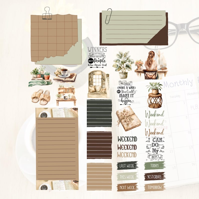 Boho Digital Planner Stickers, Goodnotes Stickers (PNG) - Etsy