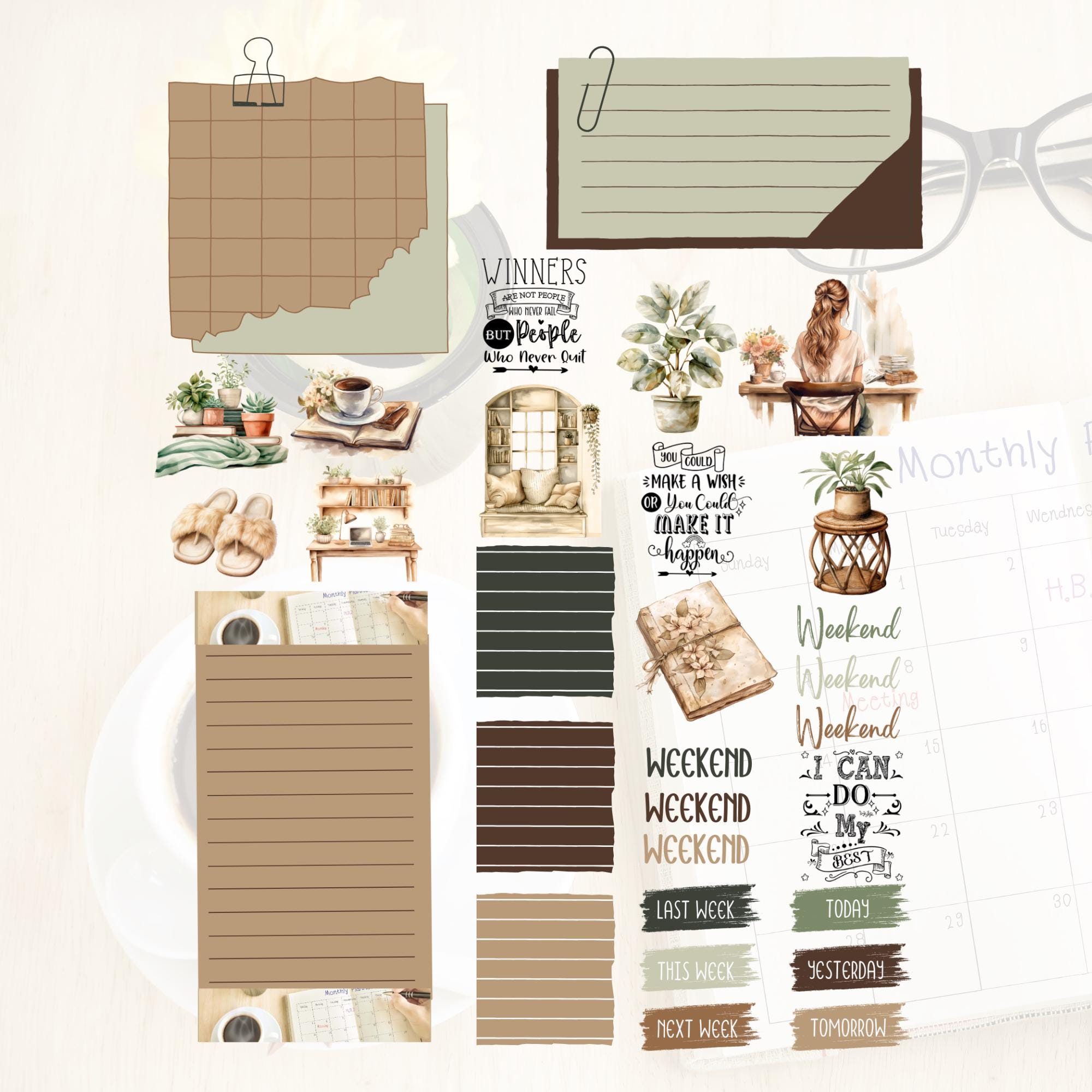 Boho Digital Planner Stickers, Goodnotes Stickers (PNG) - Etsy