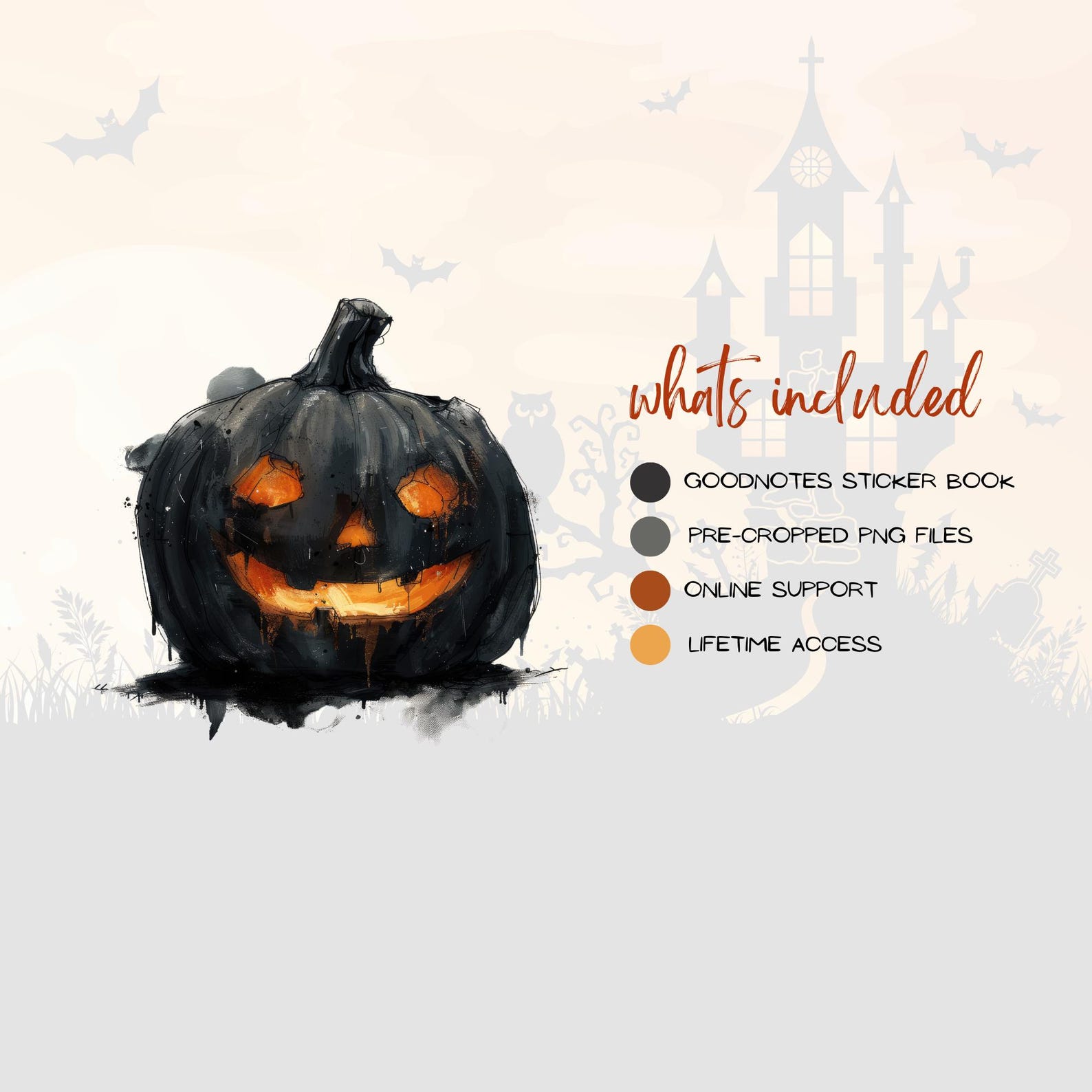 Halloween Goodnotes Stickers, Digital Journaling, iPad Planner (PNG) - Etsy