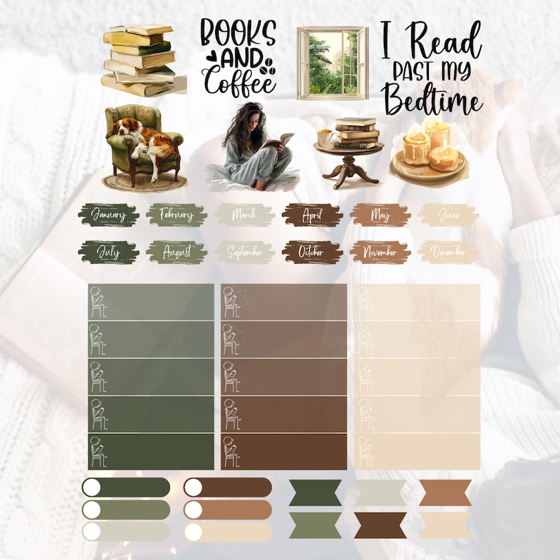 Reading and Relaxing Digital Stickers, Goodnotes Planner (PNG) - Etsy