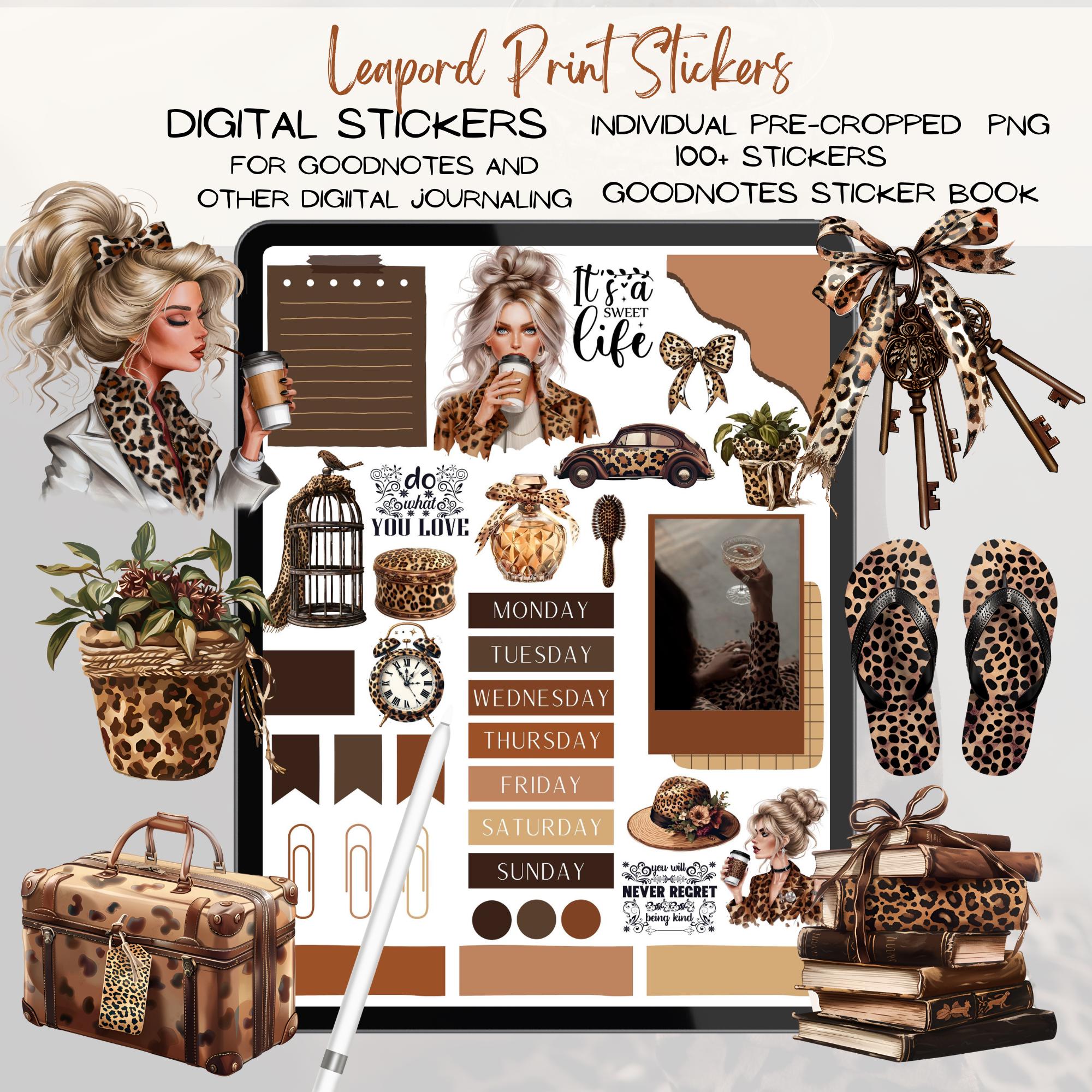 LEOPARD Print GOODNOTES Stickers,denim Digital Stickers,leopard Print ...