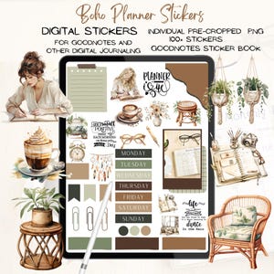 Boho Digital Planner Stickers, Goodnotes Stickers (PNG) - Etsy