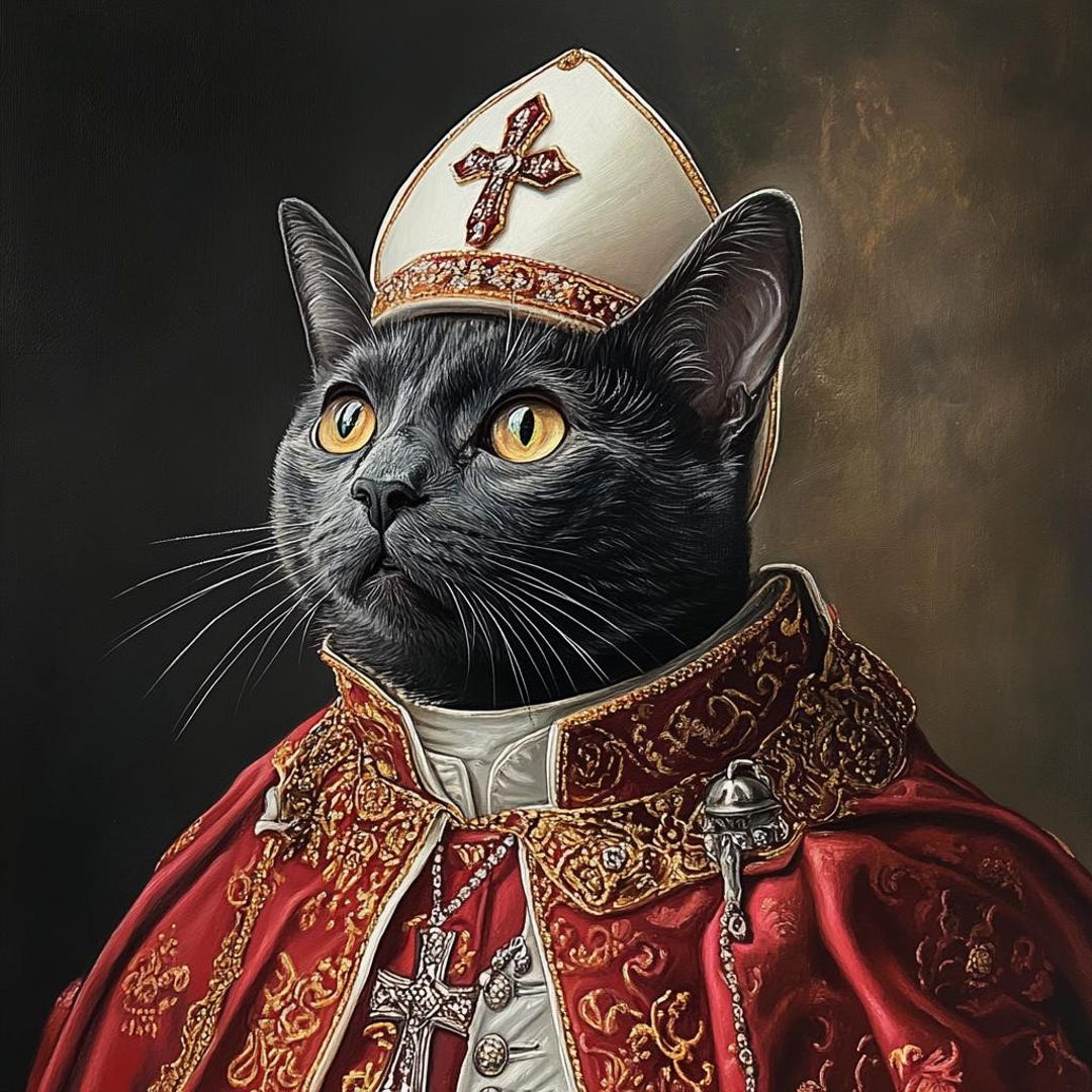 24 HOURS the Pope Cat Portrait,custom Renaissance Pet Portrait, Funny ...