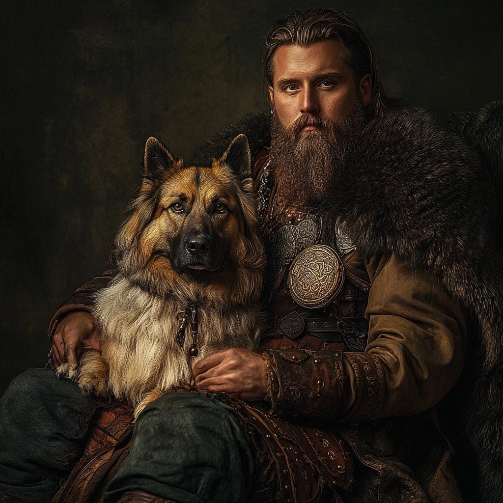 Personalized Viking Pet & Owner Portrait: Renaissance Royal Art ...