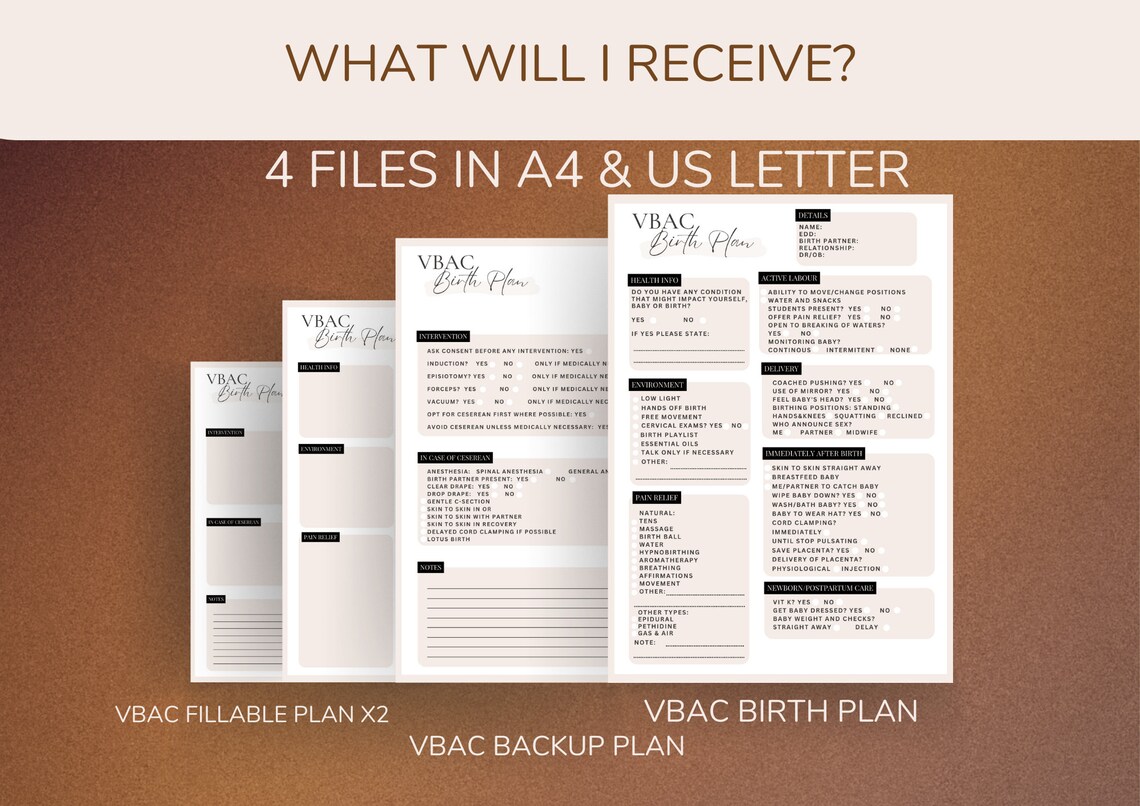 Vbac Birth Plan Template Printable Birth Plan Natural Birth Plan Birth ...