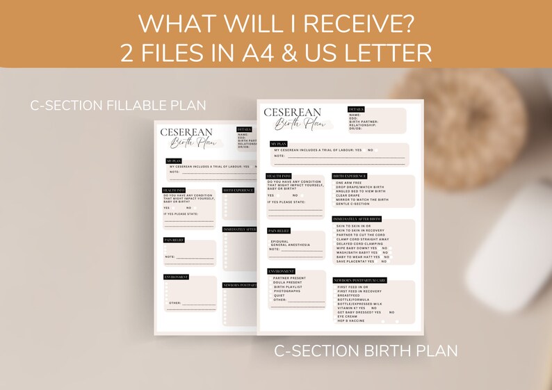 Csection Birth Plan Template Ceserean Birth Plan Printable C-section ...