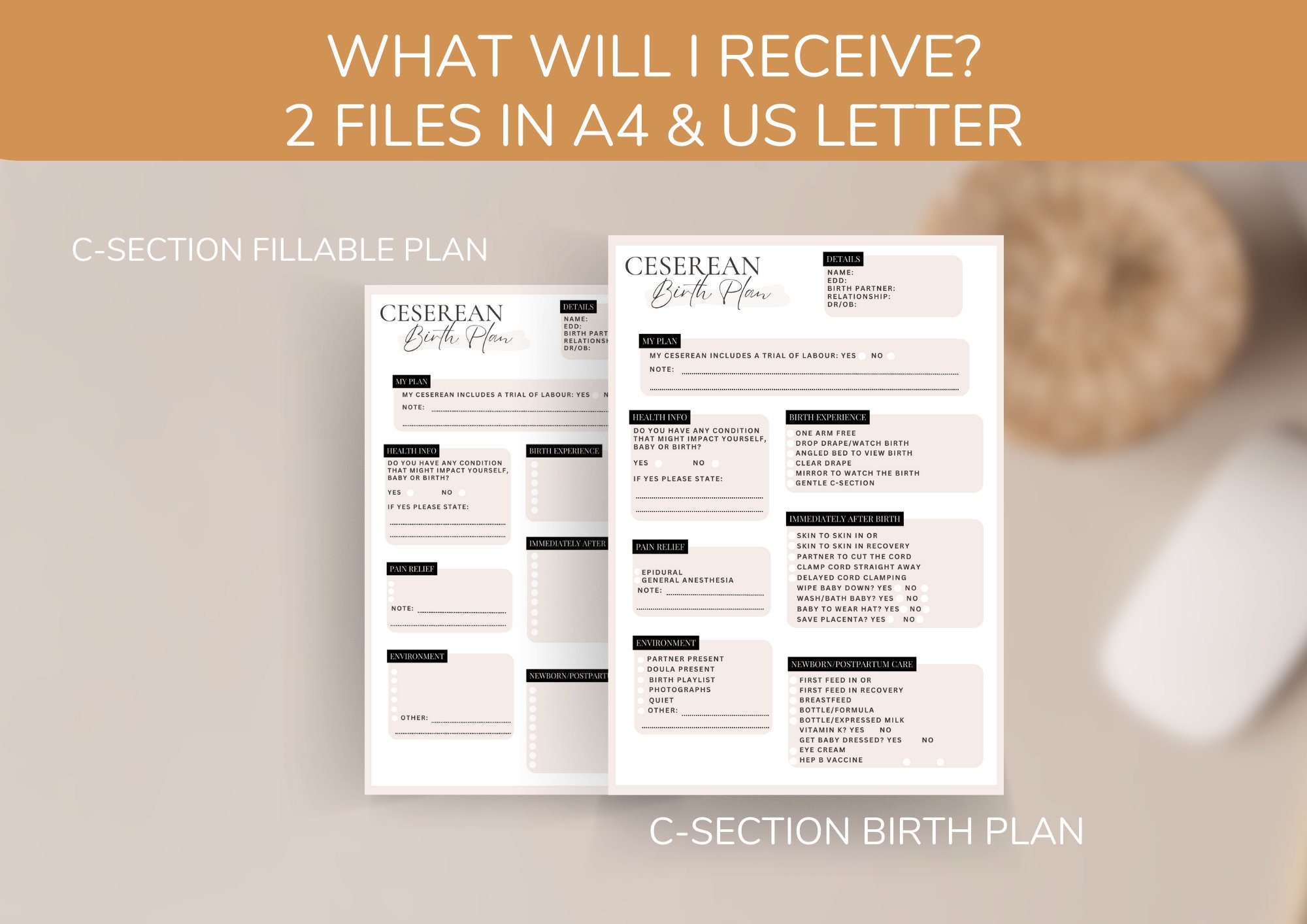Csection Birth Plan Template Ceserean Birth Plan Printable C-section ...