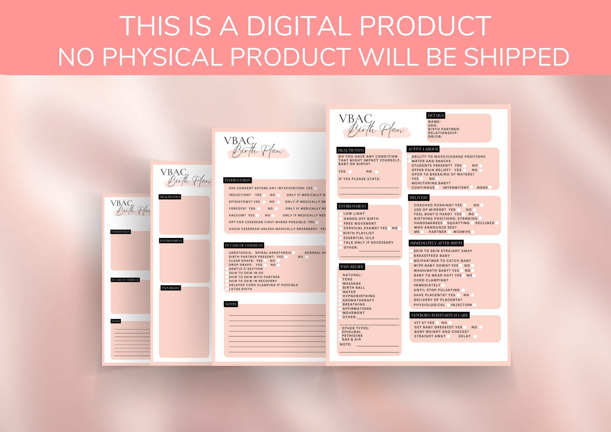 Vbac Birth Plan Template Printable Birth Plan Natural Birth Plan Birth