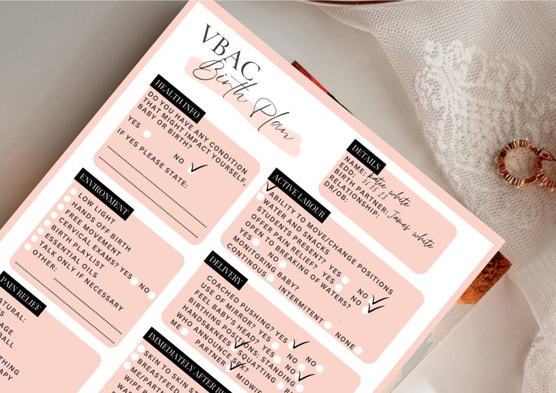 Vbac Birth Plan Template Printable Birth Plan Natural Birth Plan Birth ...
