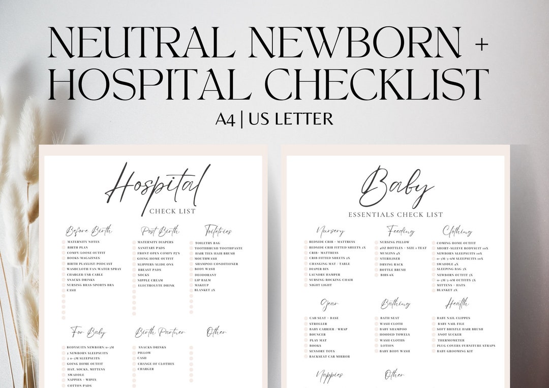 Baby Essentials Checklist Newborn Checklist Printable Hospital Bag ...