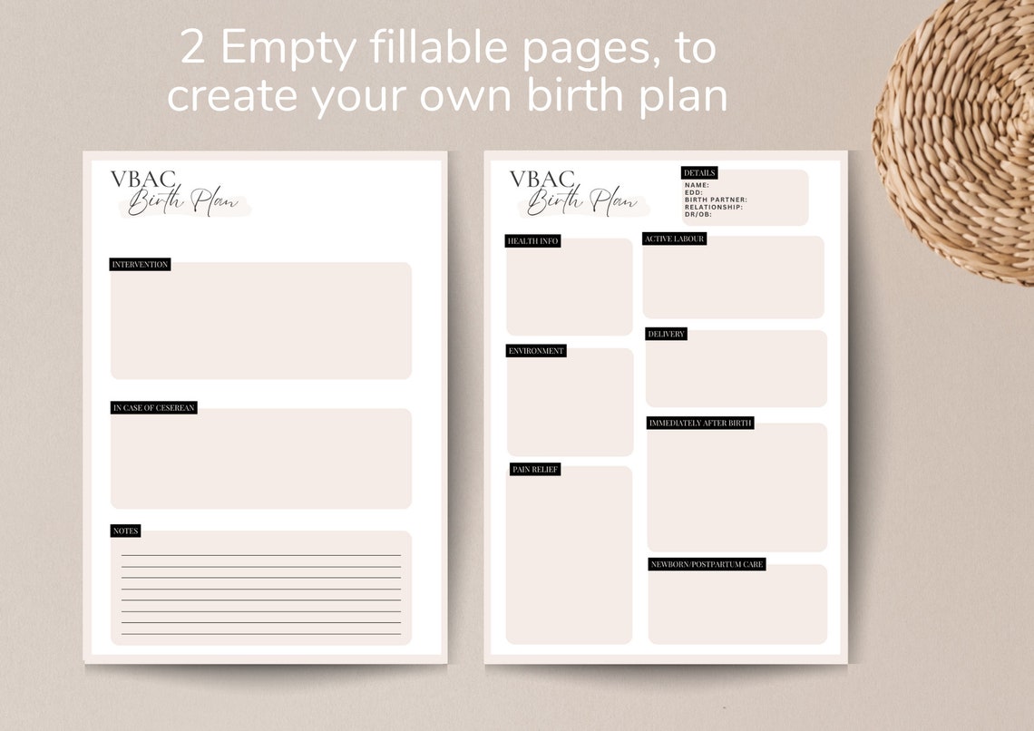 Vbac Birth Plan Template Printable Birth Plan Natural Birth Plan Birth ...