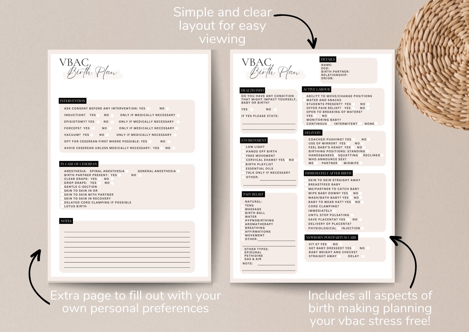 Vbac Birth Plan Template Printable Birth Plan Natural Birth Plan Birth ...