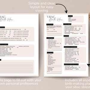 Vbac Birth Plan Template Printable Birth Plan Natural Birth Plan Birth ...