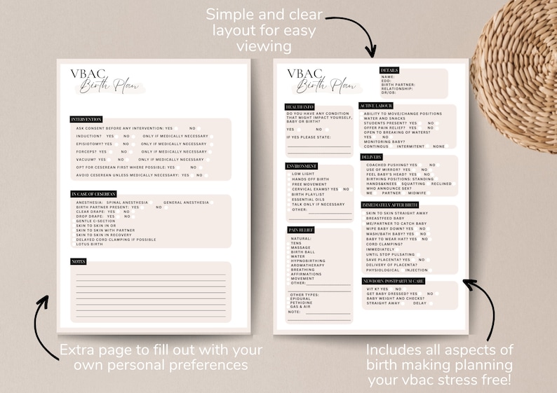 Vbac Birth Plan Template Printable Birth Plan Natural Birth Plan Birth ...