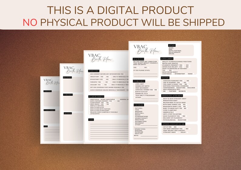 Vbac Birth Plan Template Printable Birth Plan Natural Birth Plan Birth ...