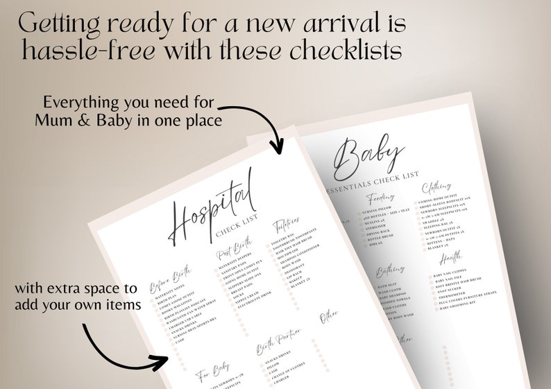 Baby Essentials Checklist Newborn Checklist Printable Hospital Bag ...