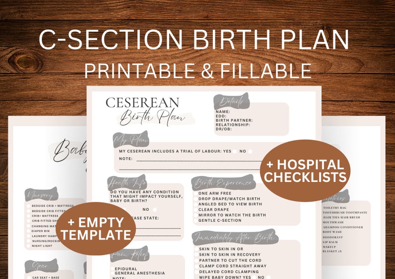 C Section Birth Plan Template Cesarean Birth Plan Printable Birth ...