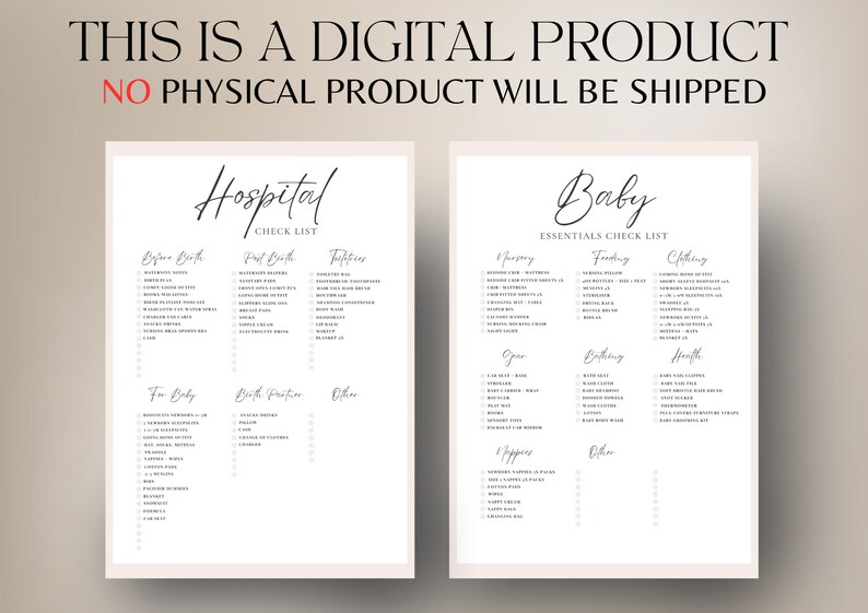 Baby Essentials Checklist Newborn Checklist Printable Hospital Bag ...
