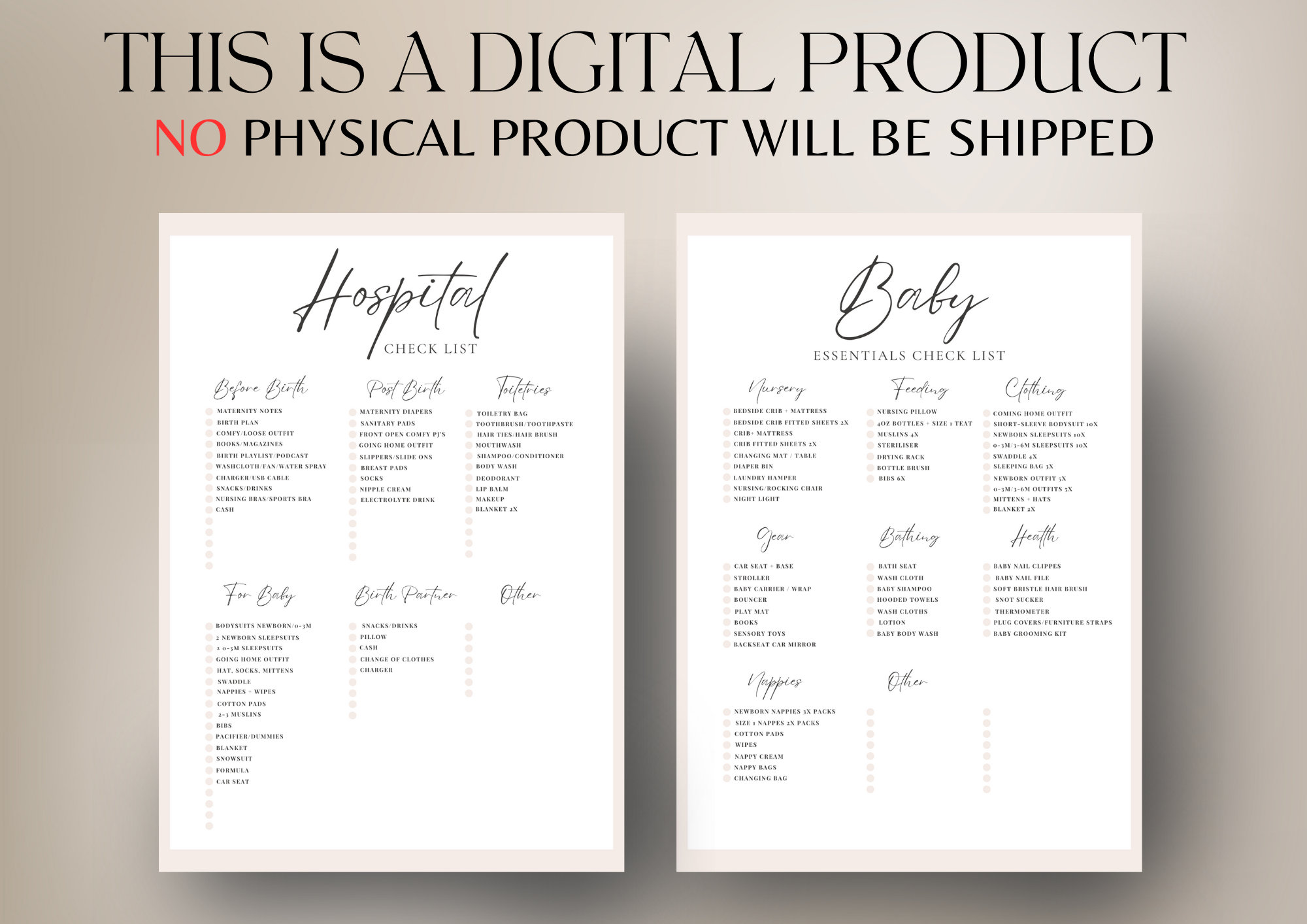 Baby Essentials Checklist Newborn Checklist Printable Hospital Bag ...