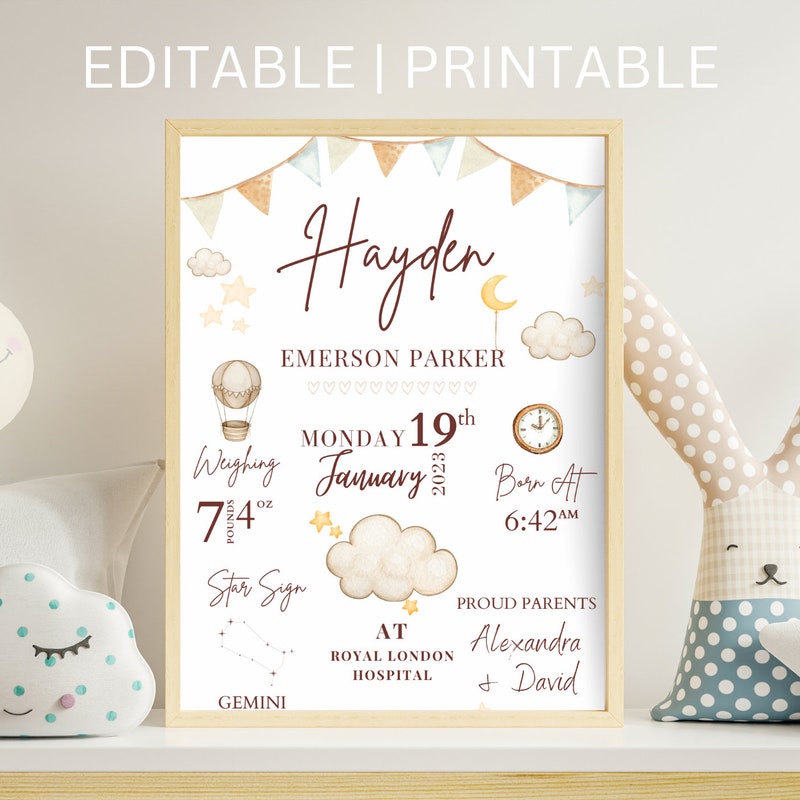 Baby Birth Print - Etsy