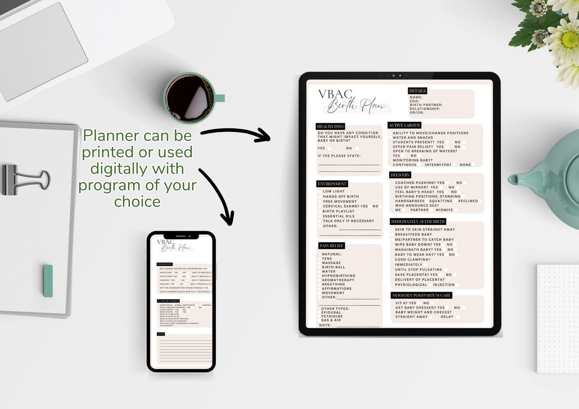 Vbac Birth Plan Template Printable Birth Plan Natural Birth Plan Birth ...