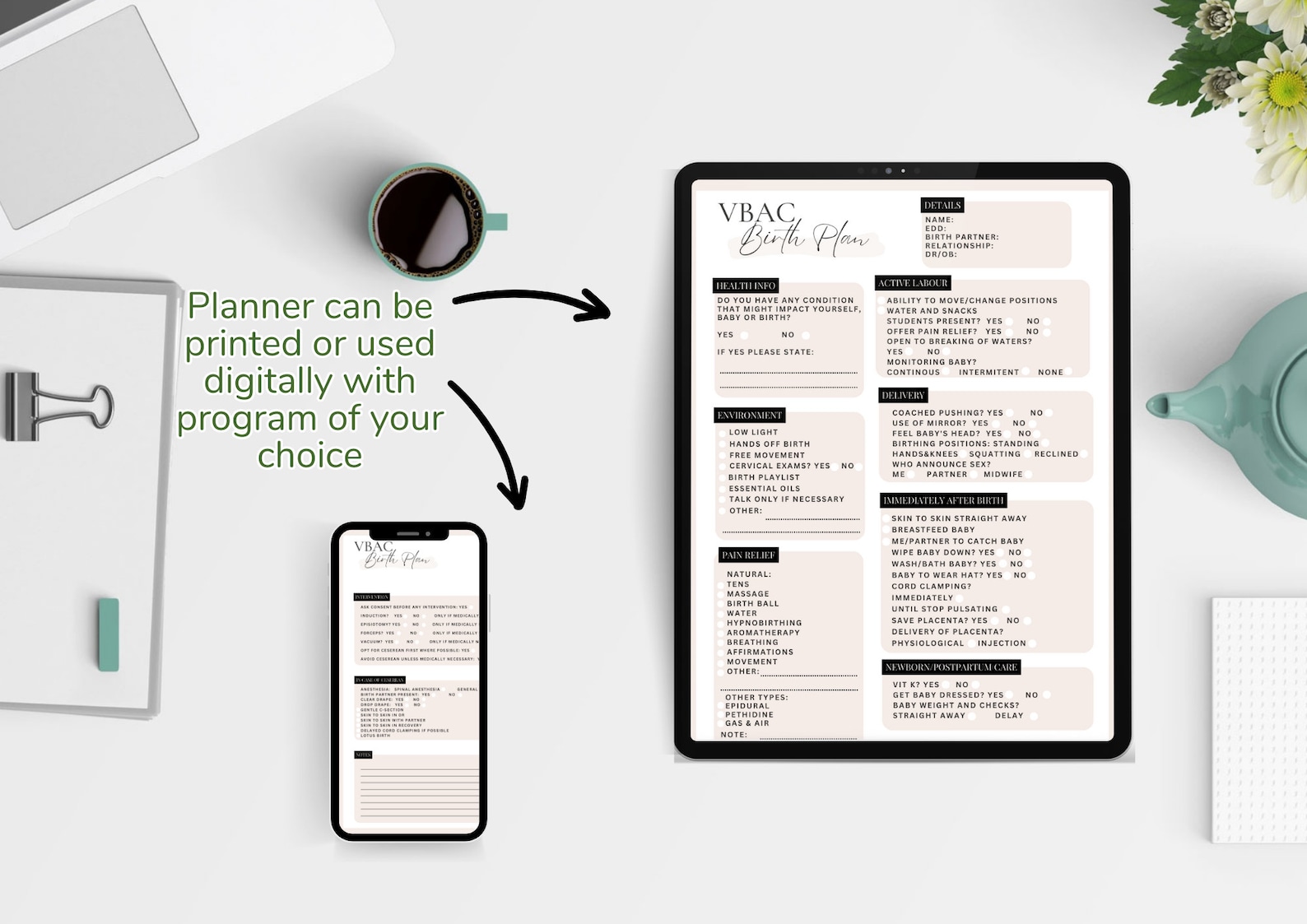 Vbac Birth Plan Template Printable Birth Plan Natural Birth Plan Birth ...