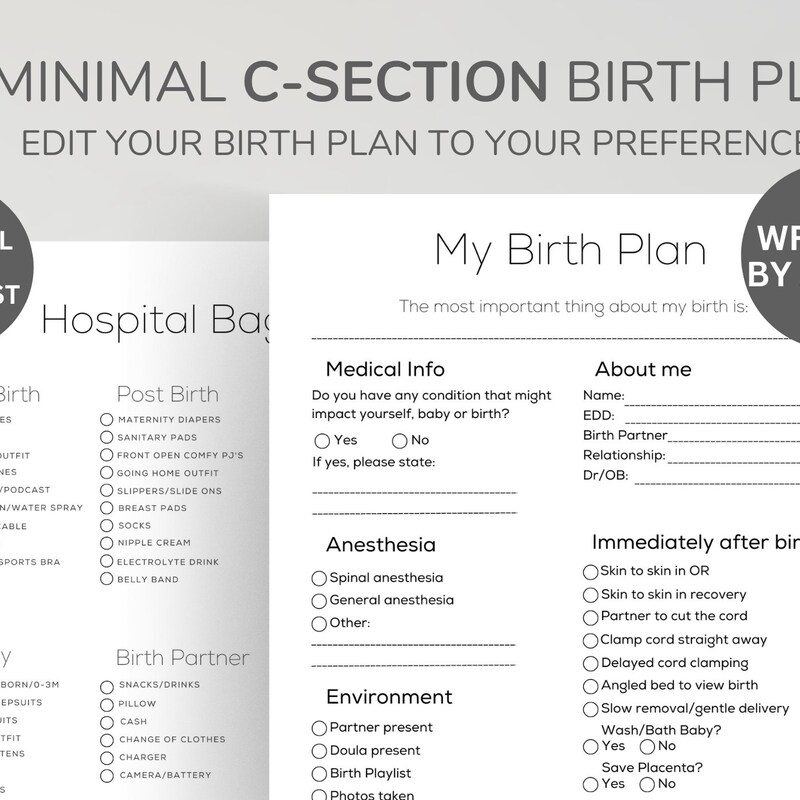 Birth Plan Printable - Etsy