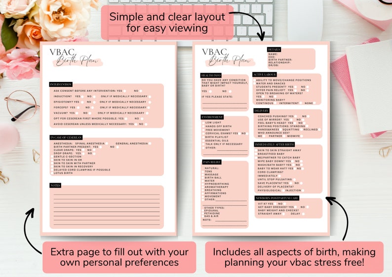 Vbac Birth Plan Template Printable Birth Plan Natural Birth Plan Birth ...