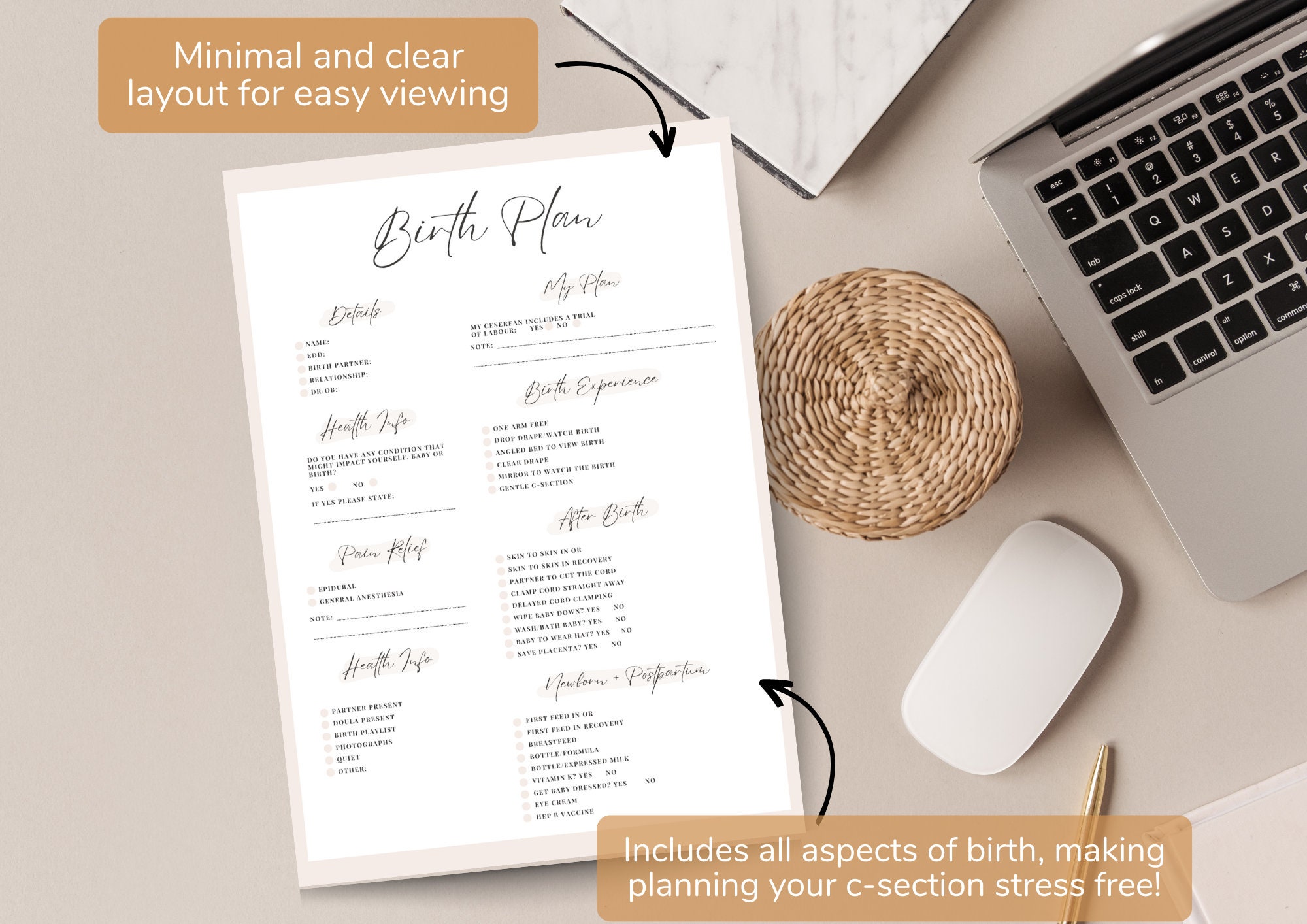 Cesarean Birth Plan Template Csection Birth Plan Printable Birth ...