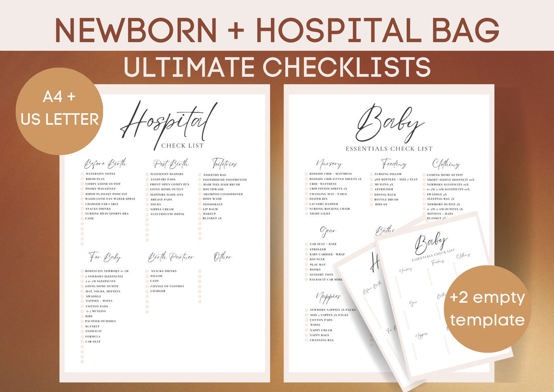 Baby Essentials Checklist Newborn Checklist Printable Hospital Bag ...