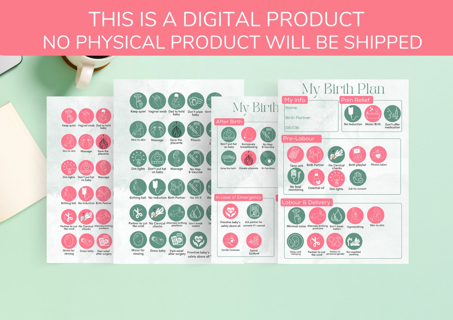 Visual Birth Plan Birth Preference Template Natural Birth Plan Canva ...