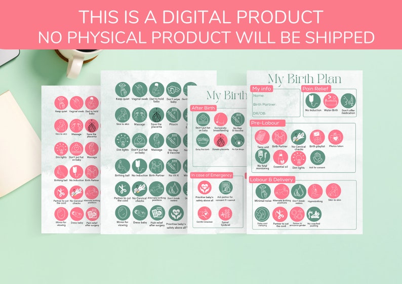 Visual Birth Plan Birth Preference Template Natural Birth Plan Canva ...