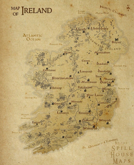 Fantasy Map of Ireland Map Poster Gift for Him Gift for - Etsy