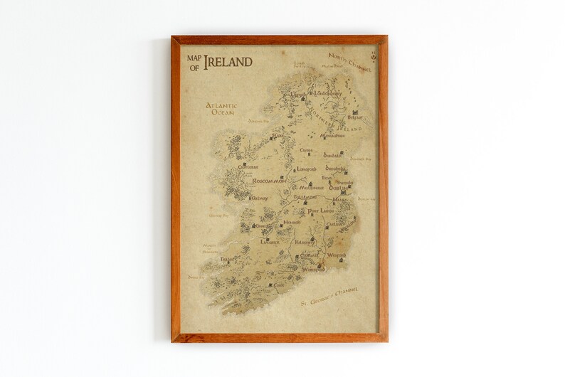 Fantasy Map of Ireland, Map Poster, Gift for Him, Gift for Her, Wall ...