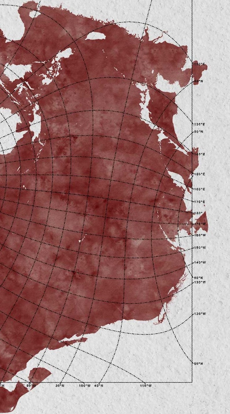 The Spilhaus Projection Map: World Oceans in a Square | Watercolor ...