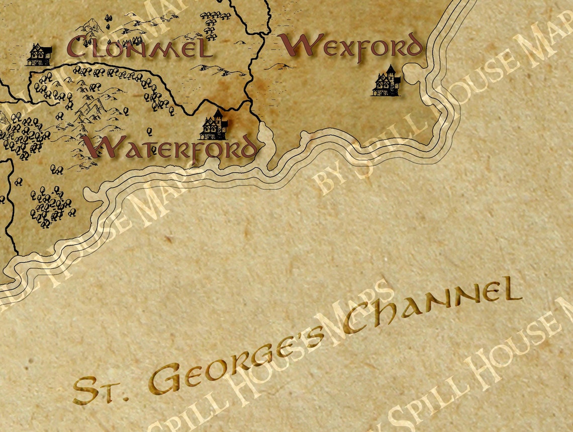 Fantasy Map of Ireland, Map Poster, Gift for Him, Gift for Her, Wall ...