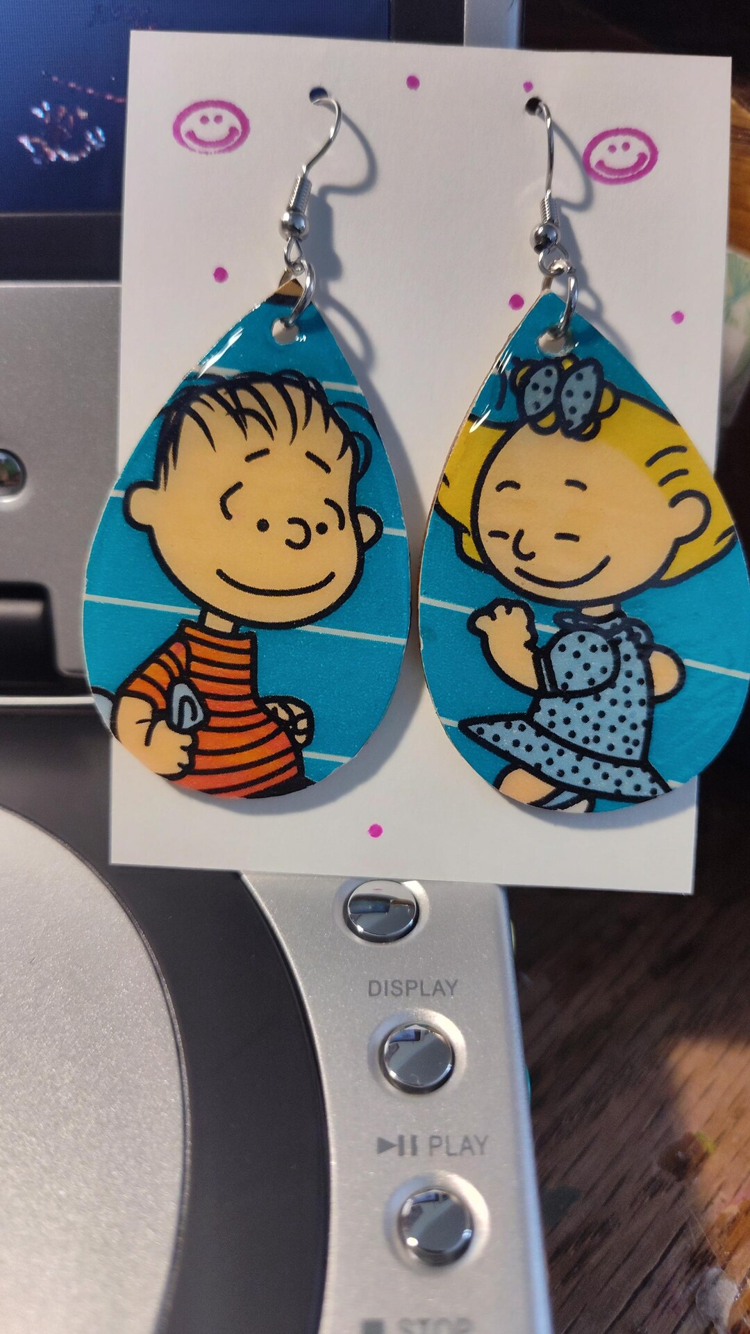 Handmade Peanuts Earrings Featuring Sally and Linus Dancing Very Hard ...