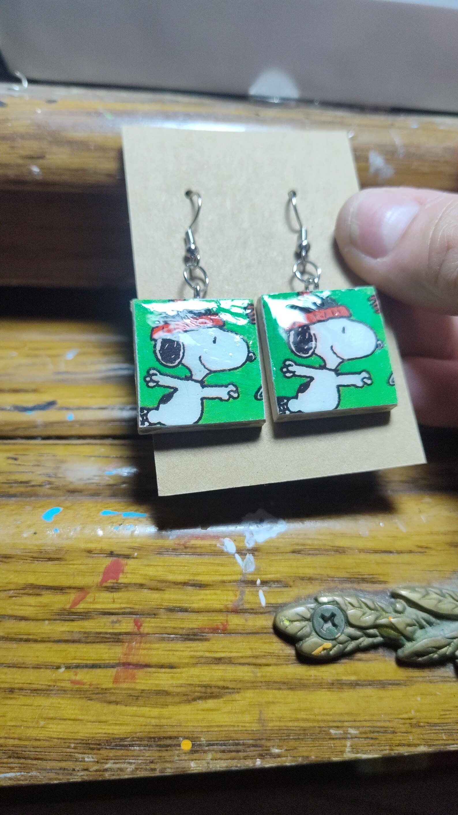 Snoopy Inspired Earrings on a Scrabble Tile Very Unique and Lightweight ...