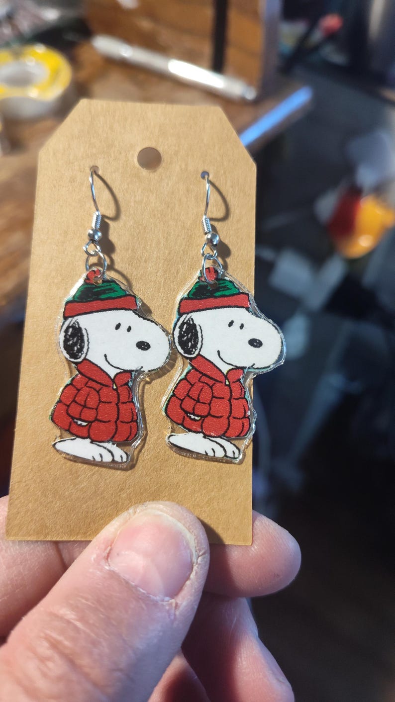 Handmade Simply Adorable Snoopy Earrings These Feature Snoopy Wearing ...