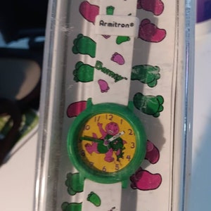 1993 Barney Water Resistant Watch and Teach Me Time Book Vintage ...