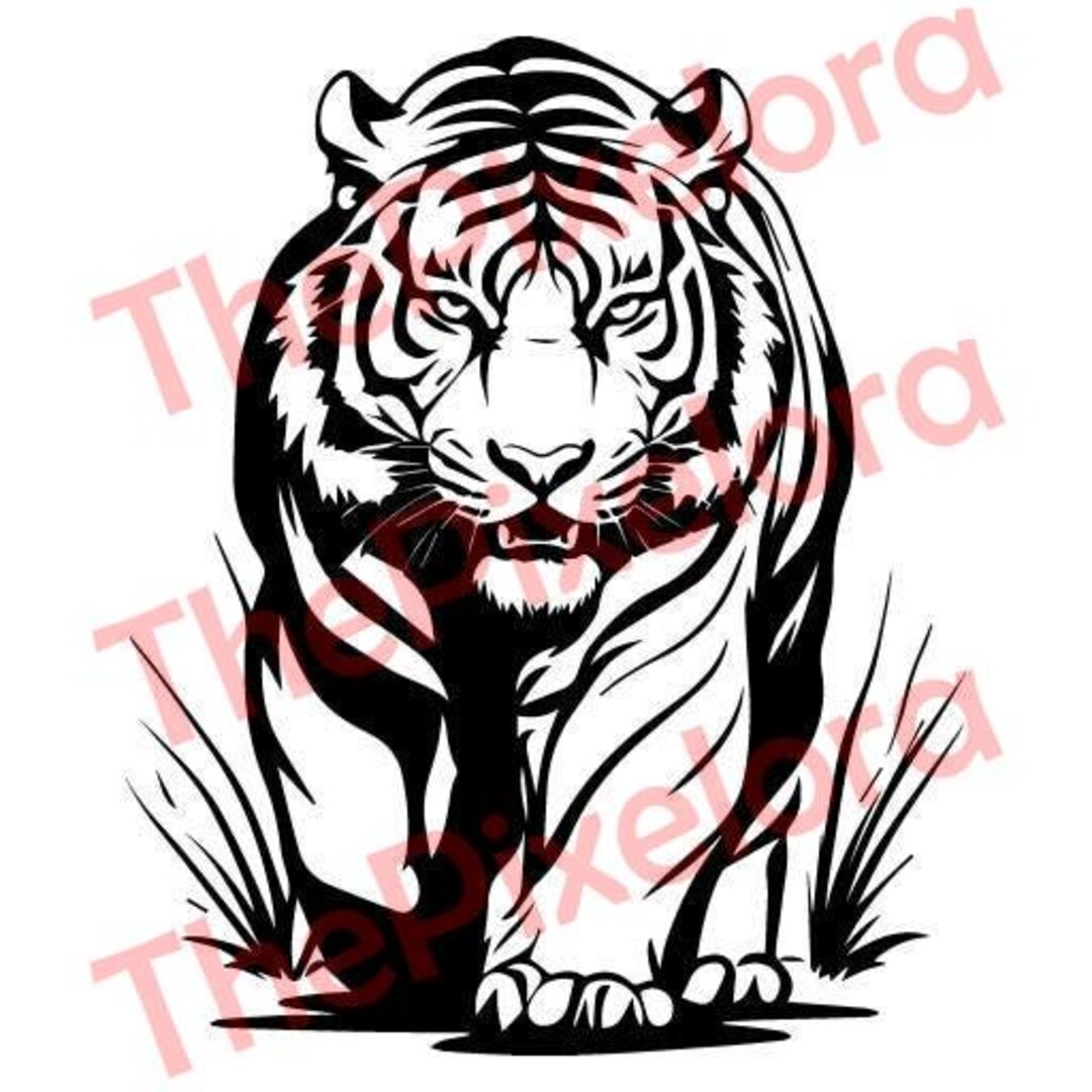 Tiger Silhouette Svg, Wild Tiger Cut File for Shirts, Mugs, Stickers ...